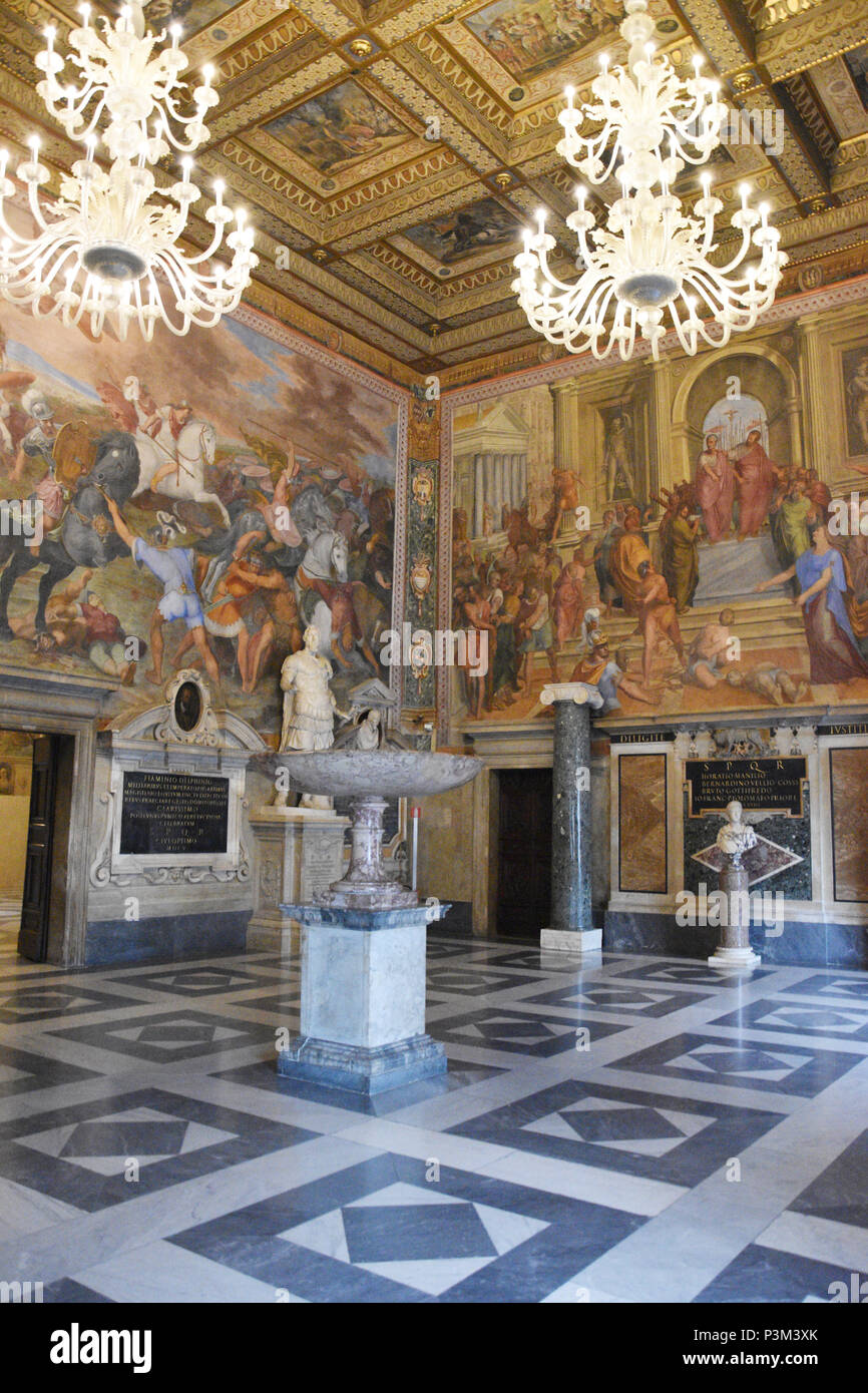 Tommaso Laureti frescos adorn the walls in Hall of the Captains. The ...