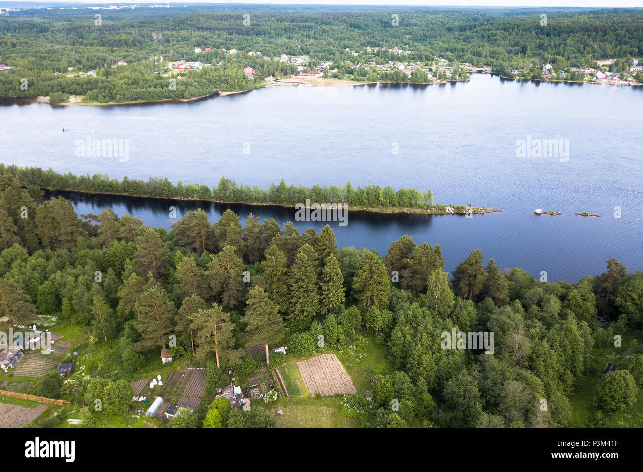 Bird's-eye view of Svir river, from Ladoga to Onega lake, Russia Stock ...