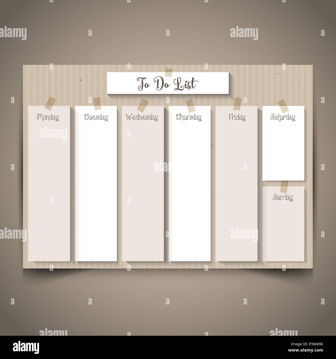 Weekly planner with a retro cardboard design Stock Photo - Alamy