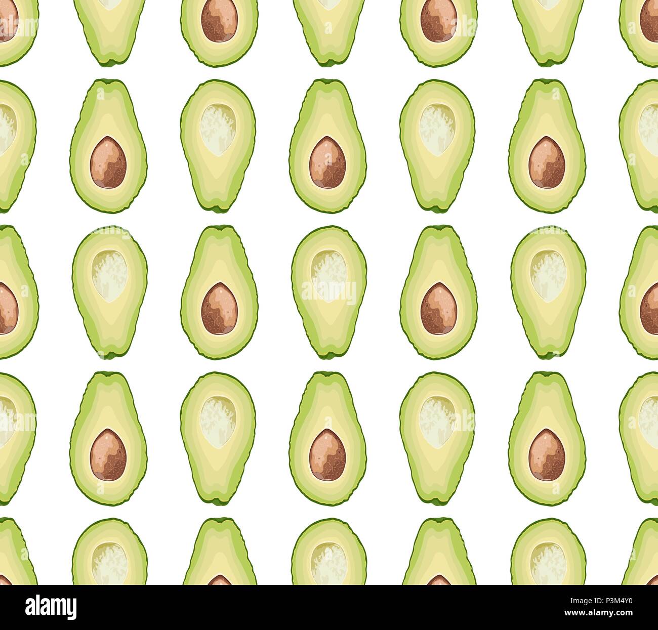 Vector seamless pattern of avocado slice on white background. Avocado ...