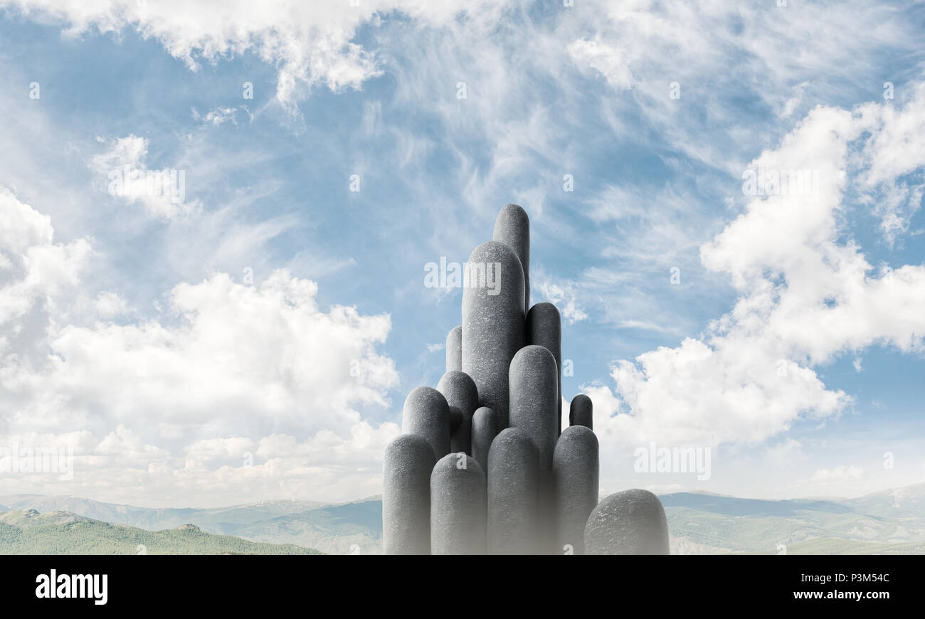 Multiple stone columns with breathtaking landscape Stock Photo - Alamy