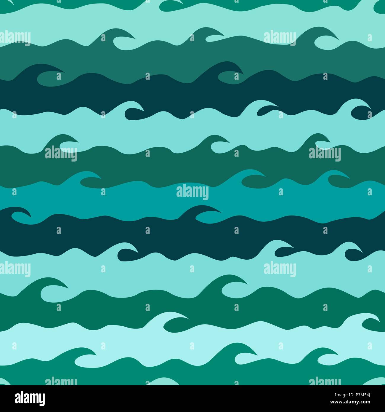 Vector seamless pattern with stylized sea waves. Ocean waves background ...