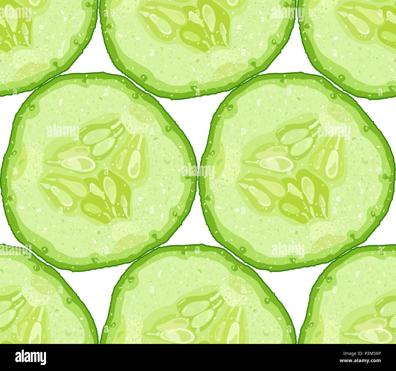 Vector seamless pattern of cucumber slice on white background Stock ...