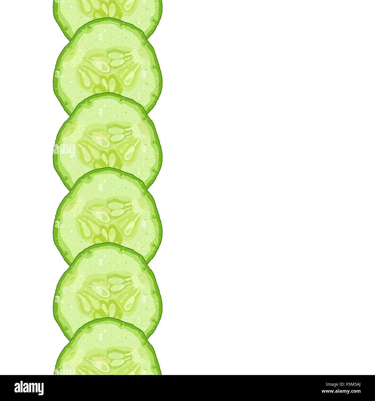 Vector decorative border of cucumber slice on white background Stock ...