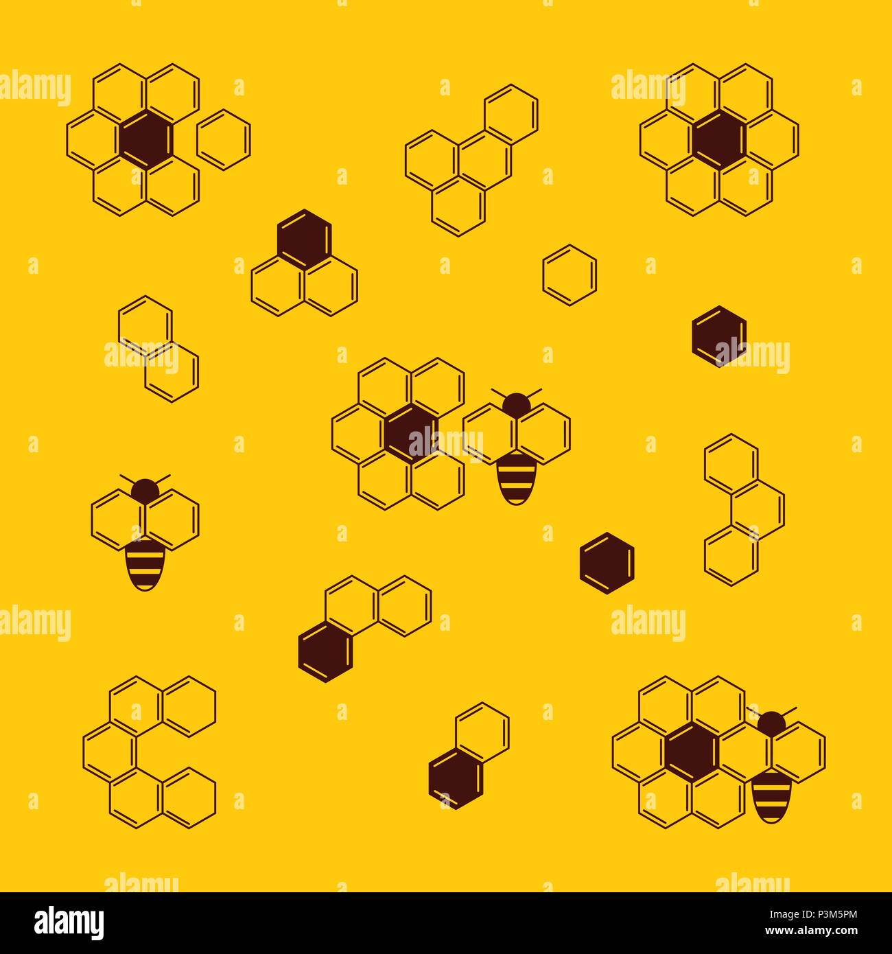 Vector set of honeycomb and beekeeping company logotype. Flower and bee ...