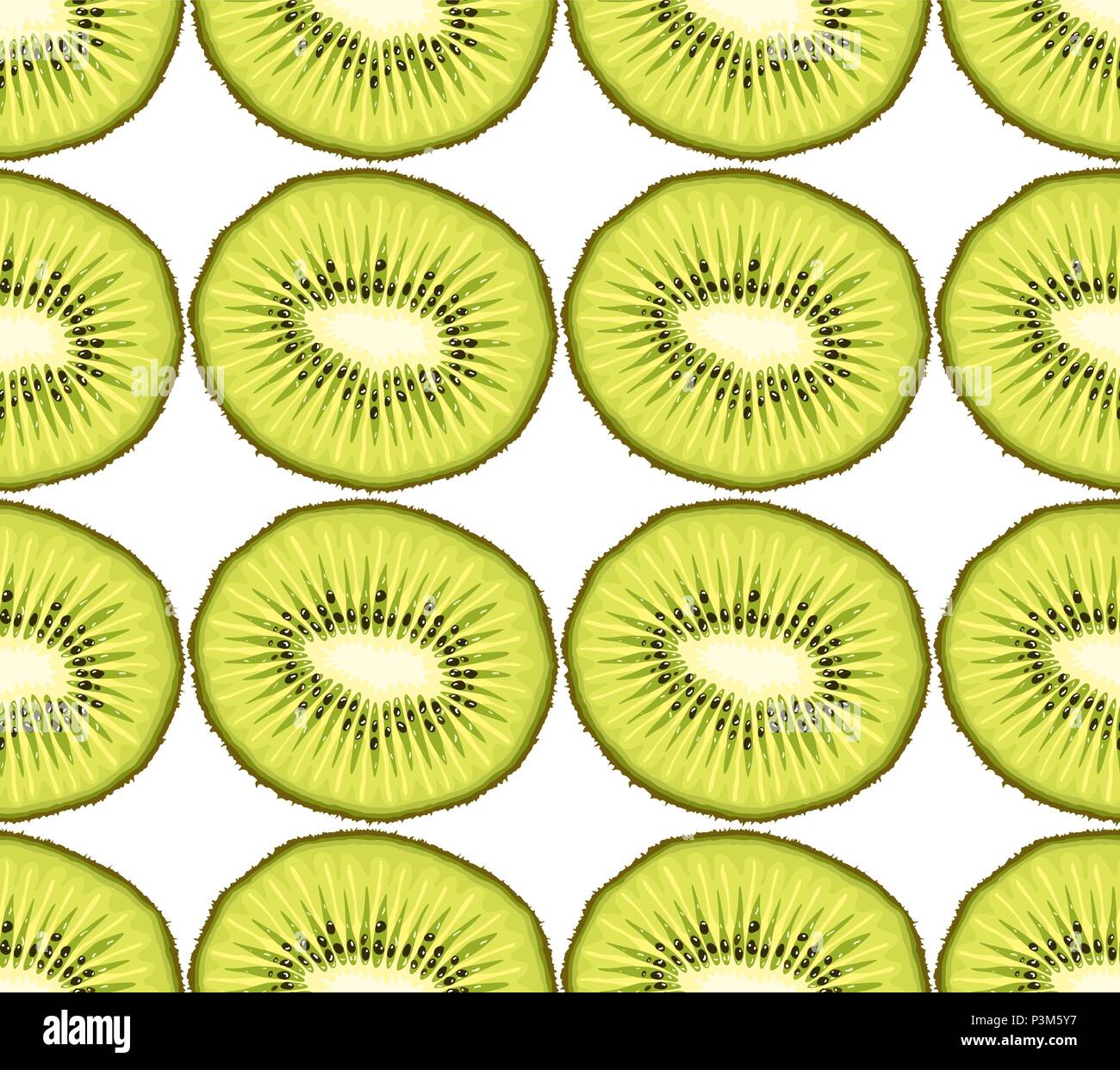 Vector illustration of seamless pattern from kiwi slices on white ...