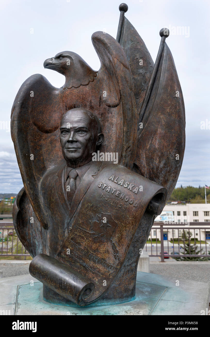 Eisenhower Alaska Statehood Monument, Anchorage, Alaska, Friday, May 18 ...