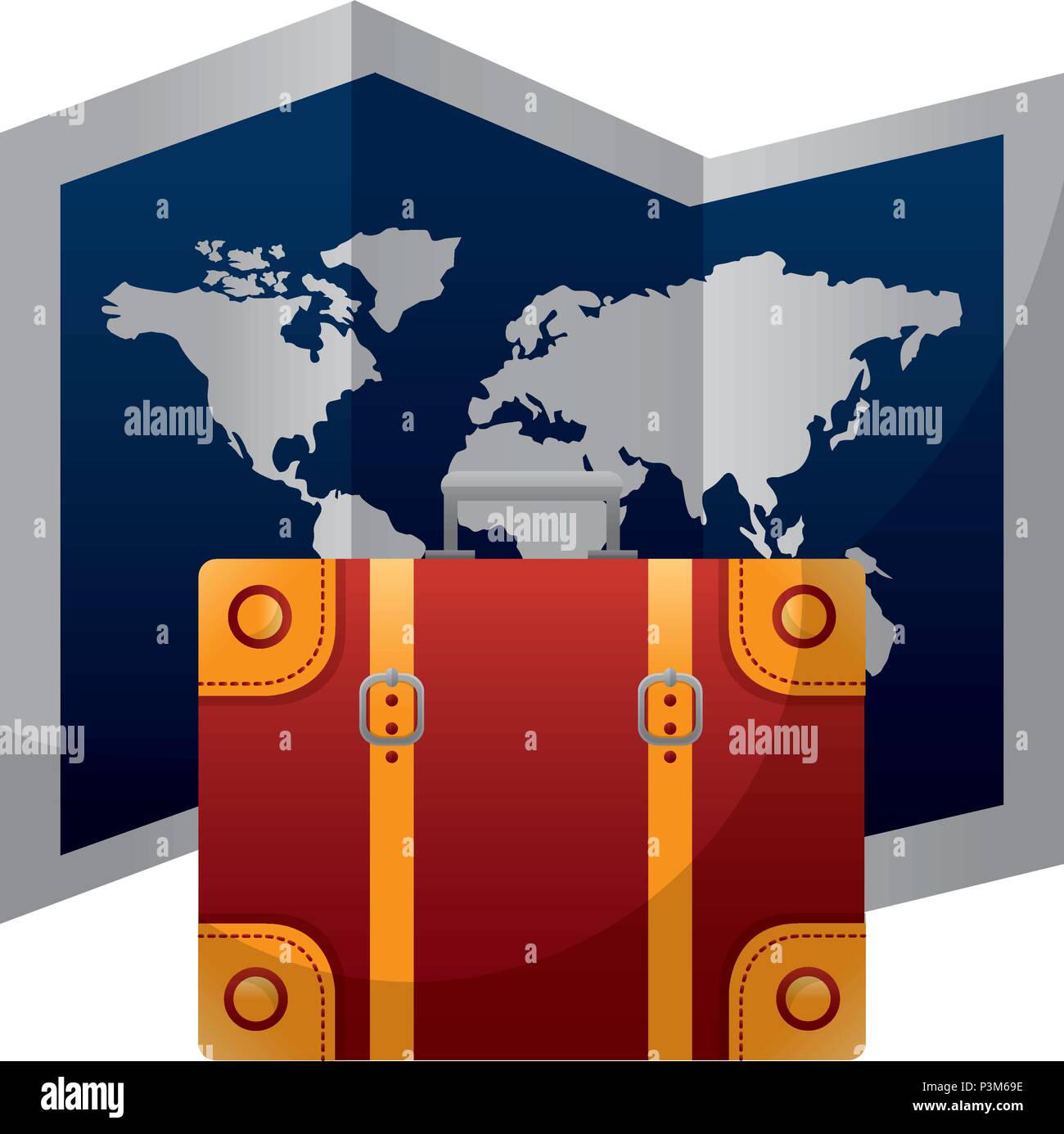 world paper map with suitcase vector illustration design Stock Vector ...