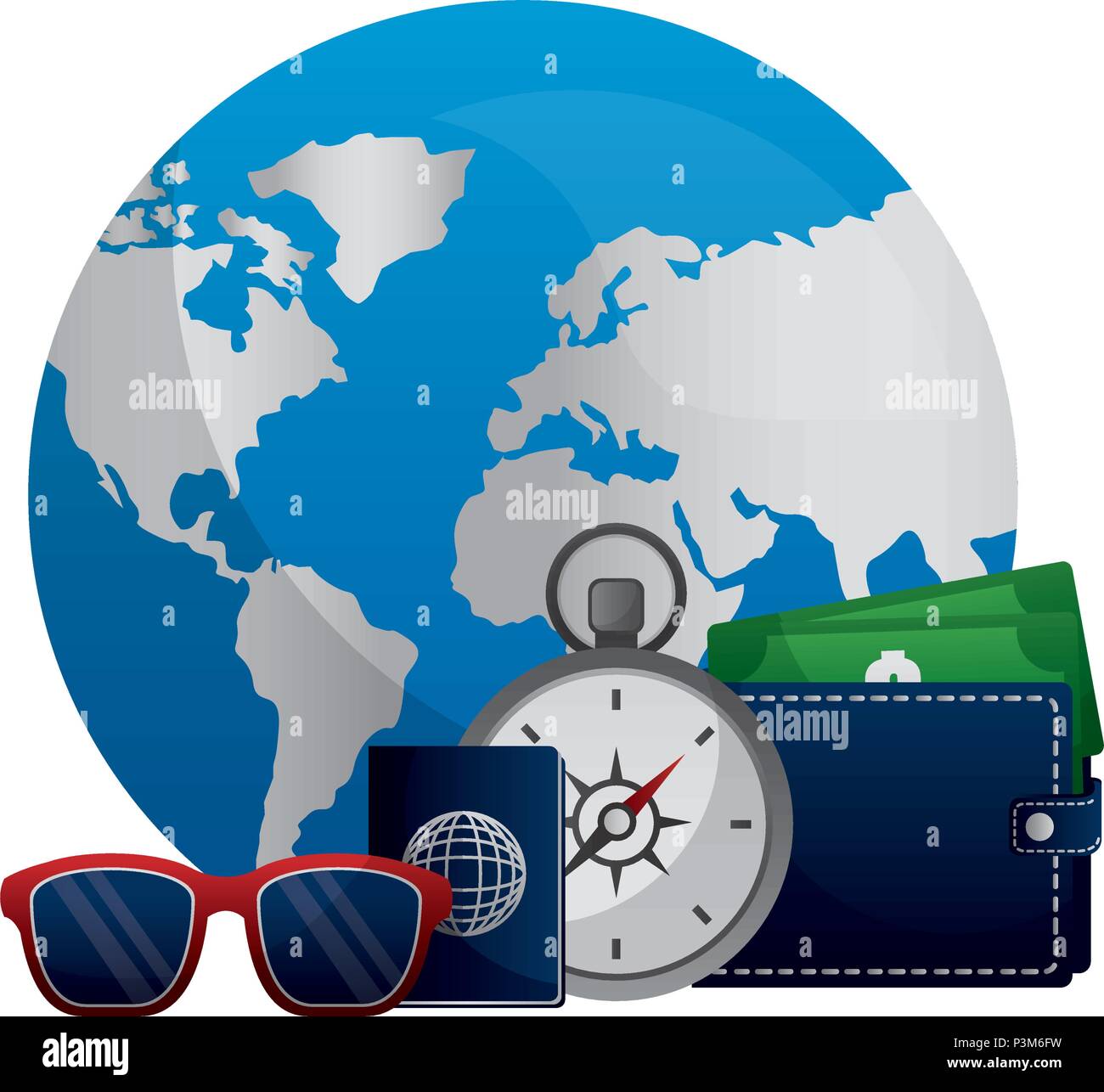 world planet earth with set tourism icons vector illustration design ...