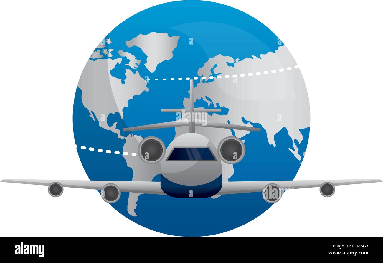 airplane flying with world planet earth vector illustration design ...