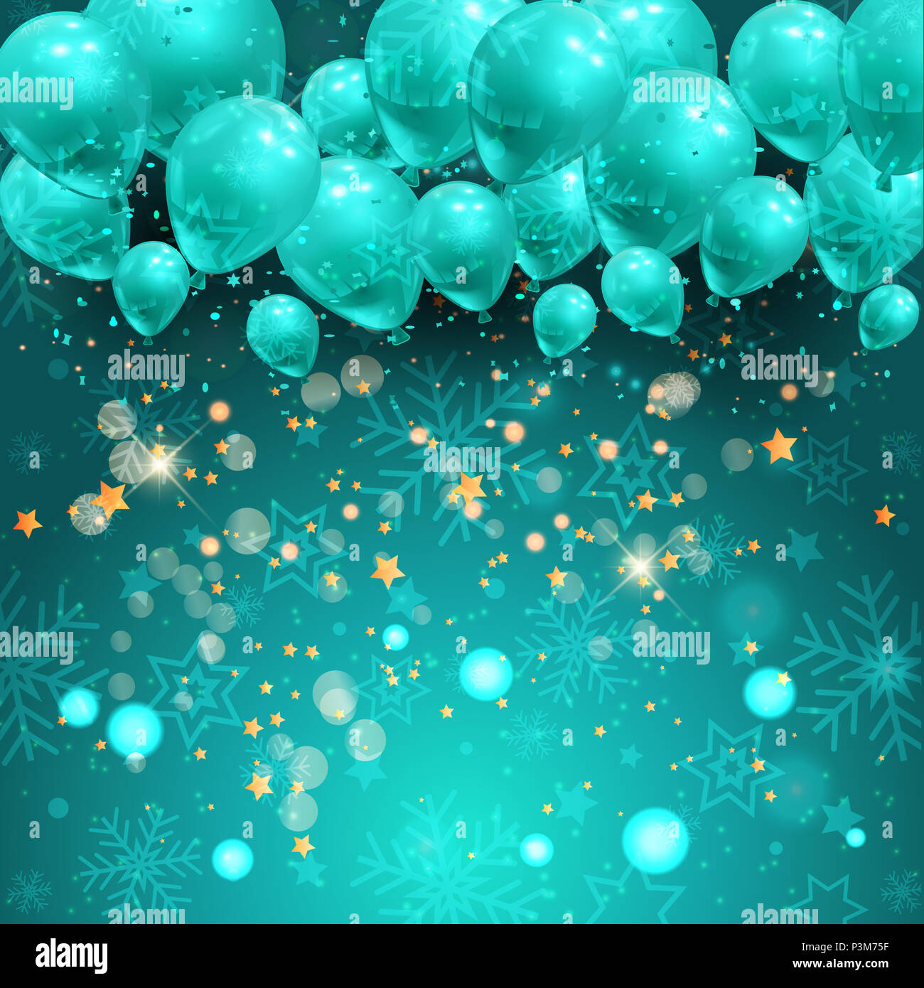 Christmas background with balloons and stars Stock Photo - Alamy
