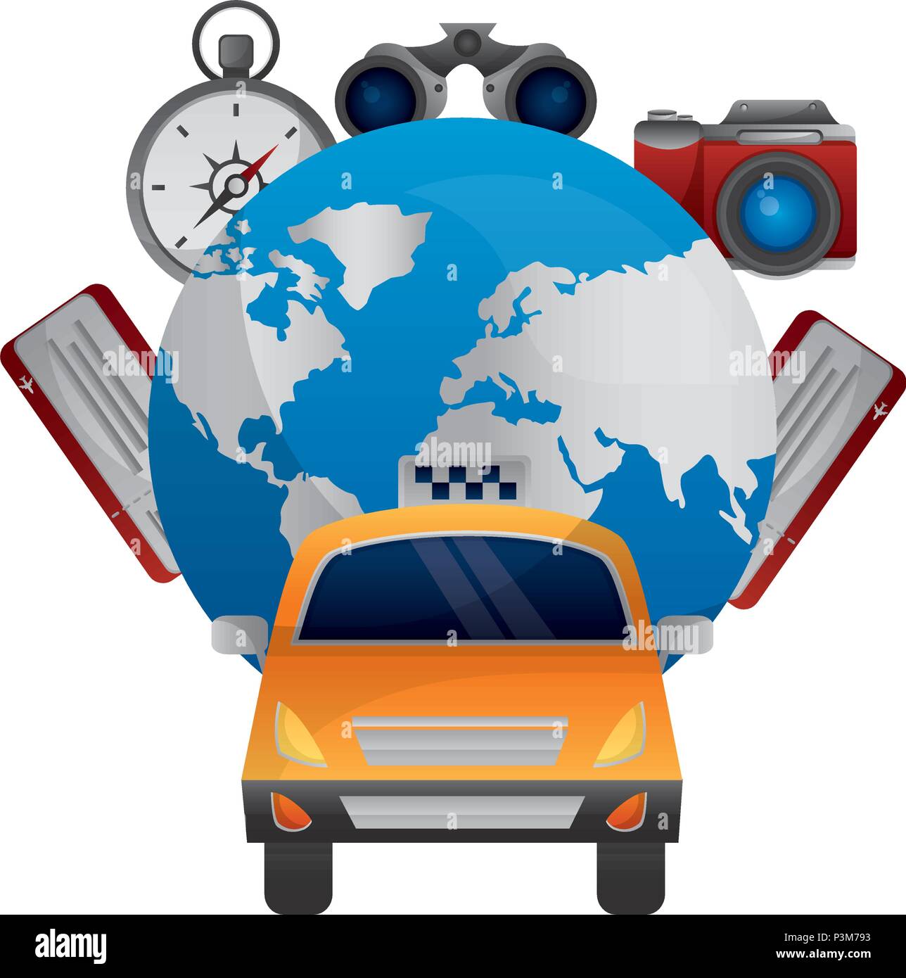world planet earth with set tourism icons vector illustration design ...