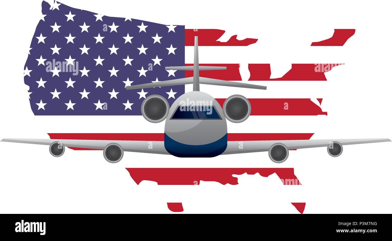 airplane flying with USA map vector illustration design Stock Vector ...
