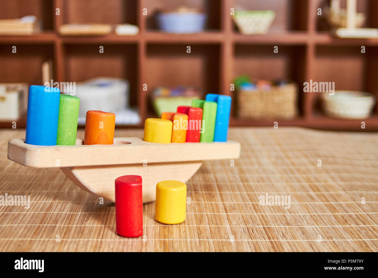 Montessori wooden colorful scale for learning math Stock Photo - Alamy