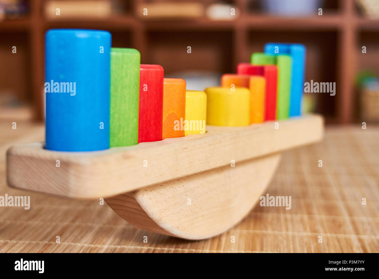 Montessori wooden colorful scale for learning math Stock Photo - Alamy