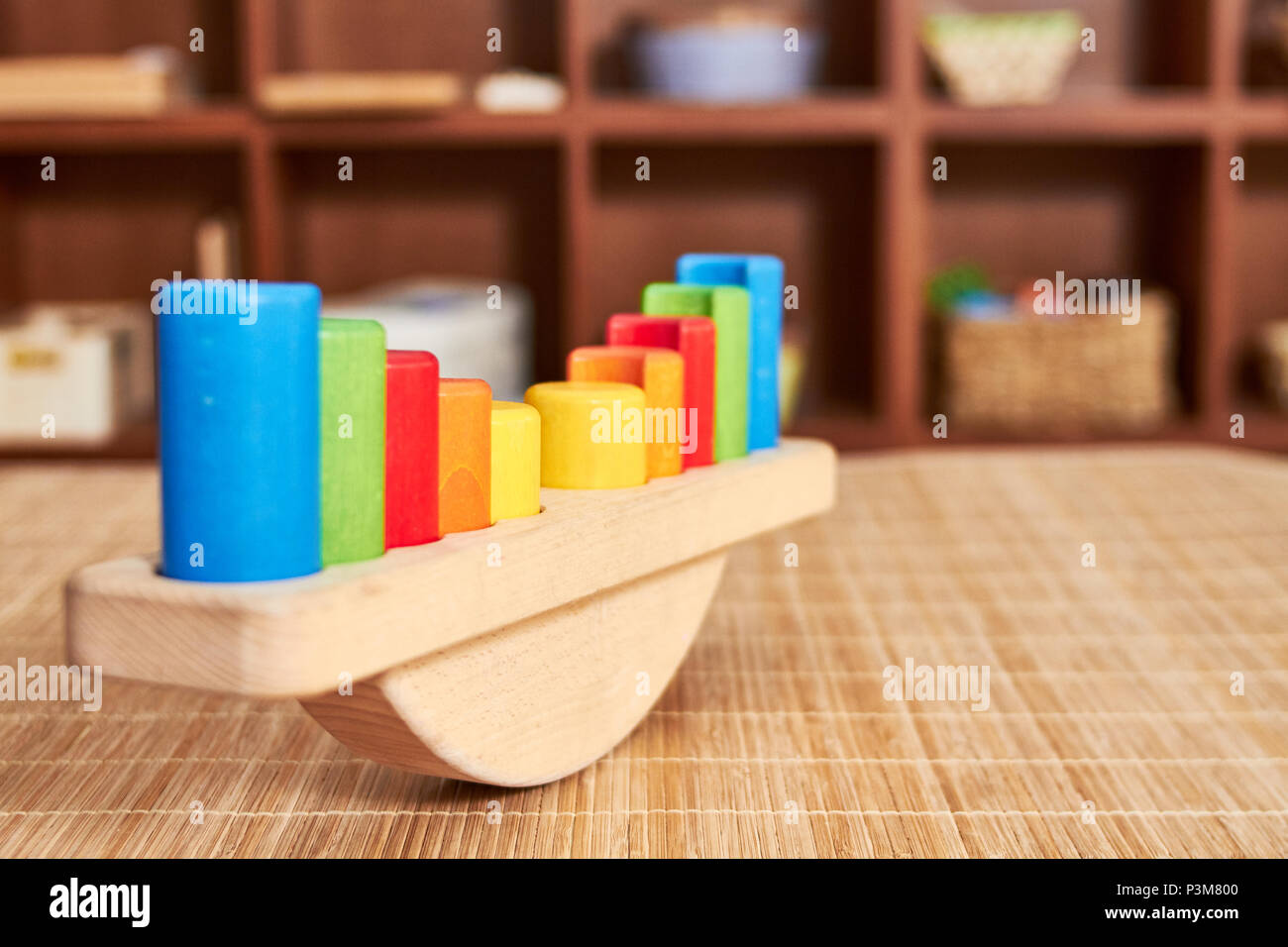 Montessori wooden colorful scale for learning math Stock Photo - Alamy