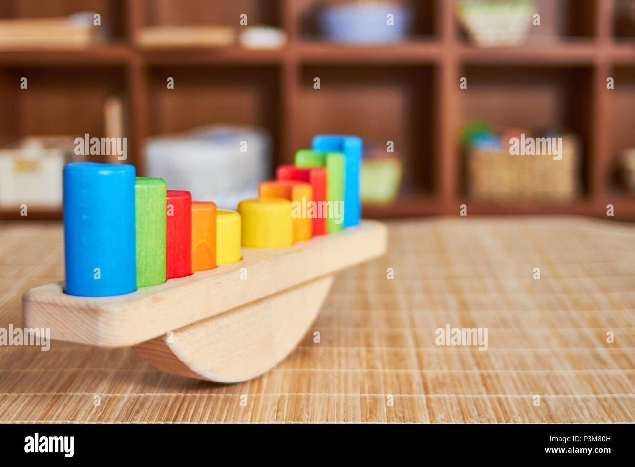 Montessori wooden colorful scale for learning math Stock Photo - Alamy