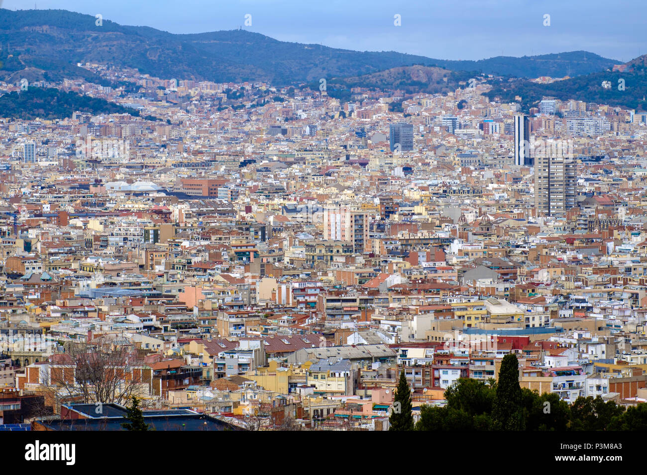 Barcelona skyline park guell hi-res stock photography and images - Alamy