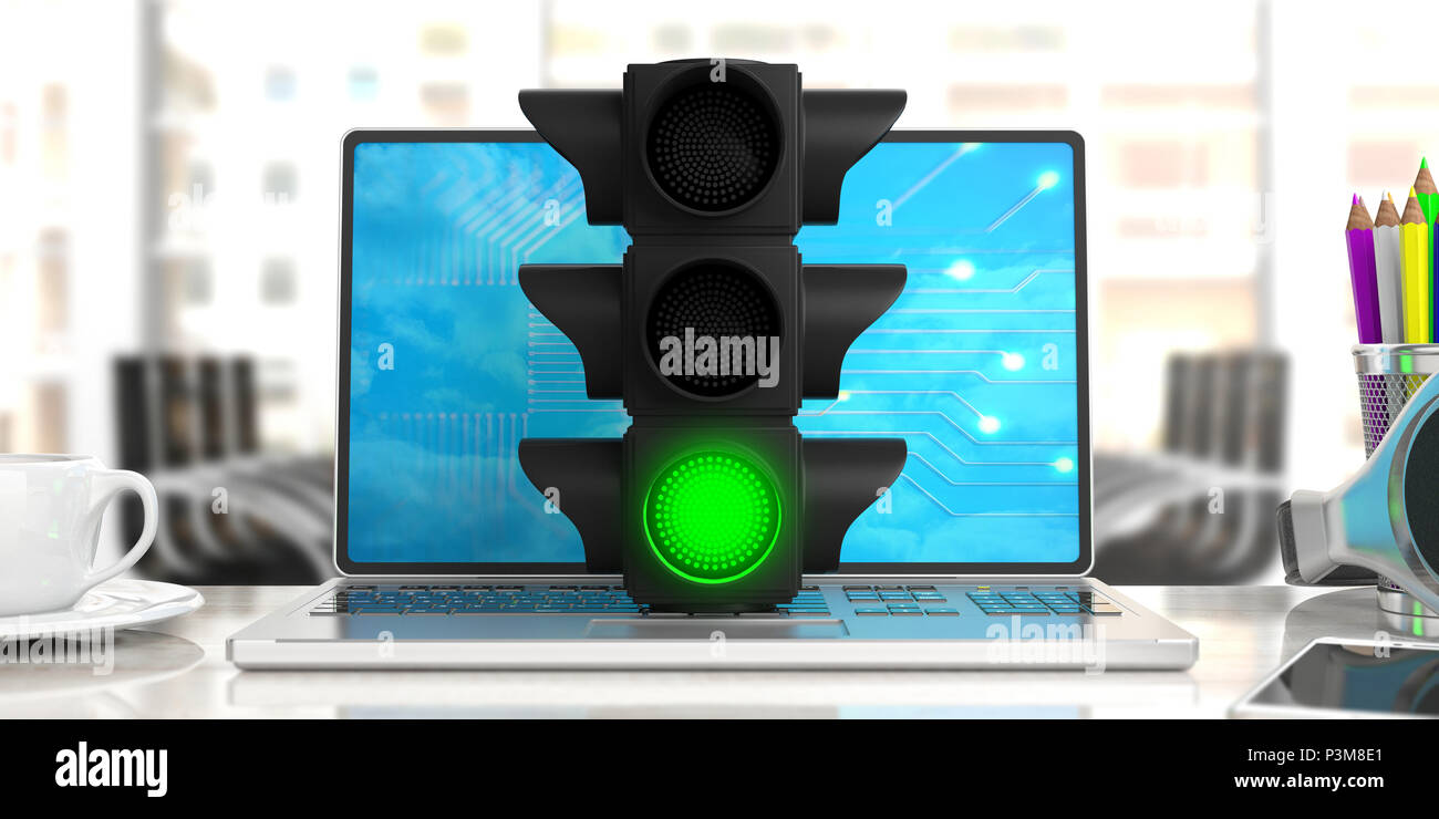 Green light business concept. Traffic light, green go signal, on a ...