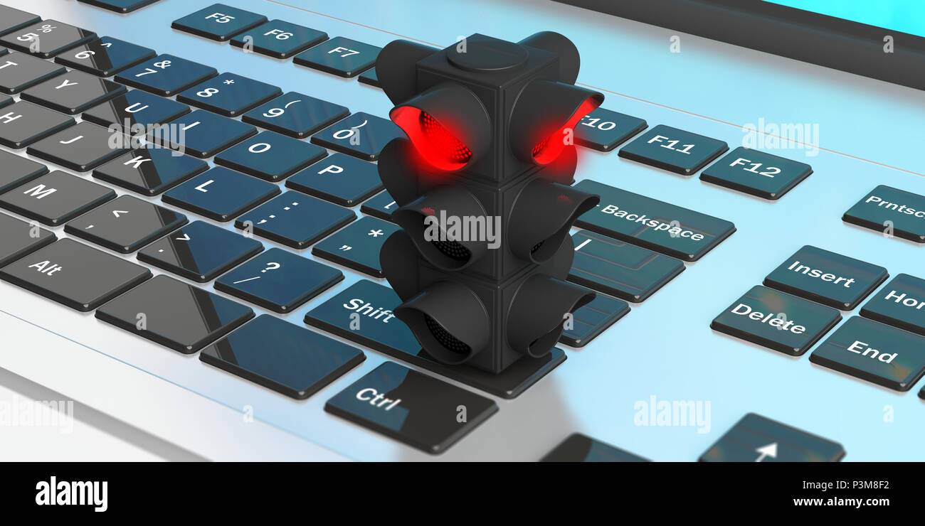 Red light business concept. Traffic light, red stop signal, on a ...