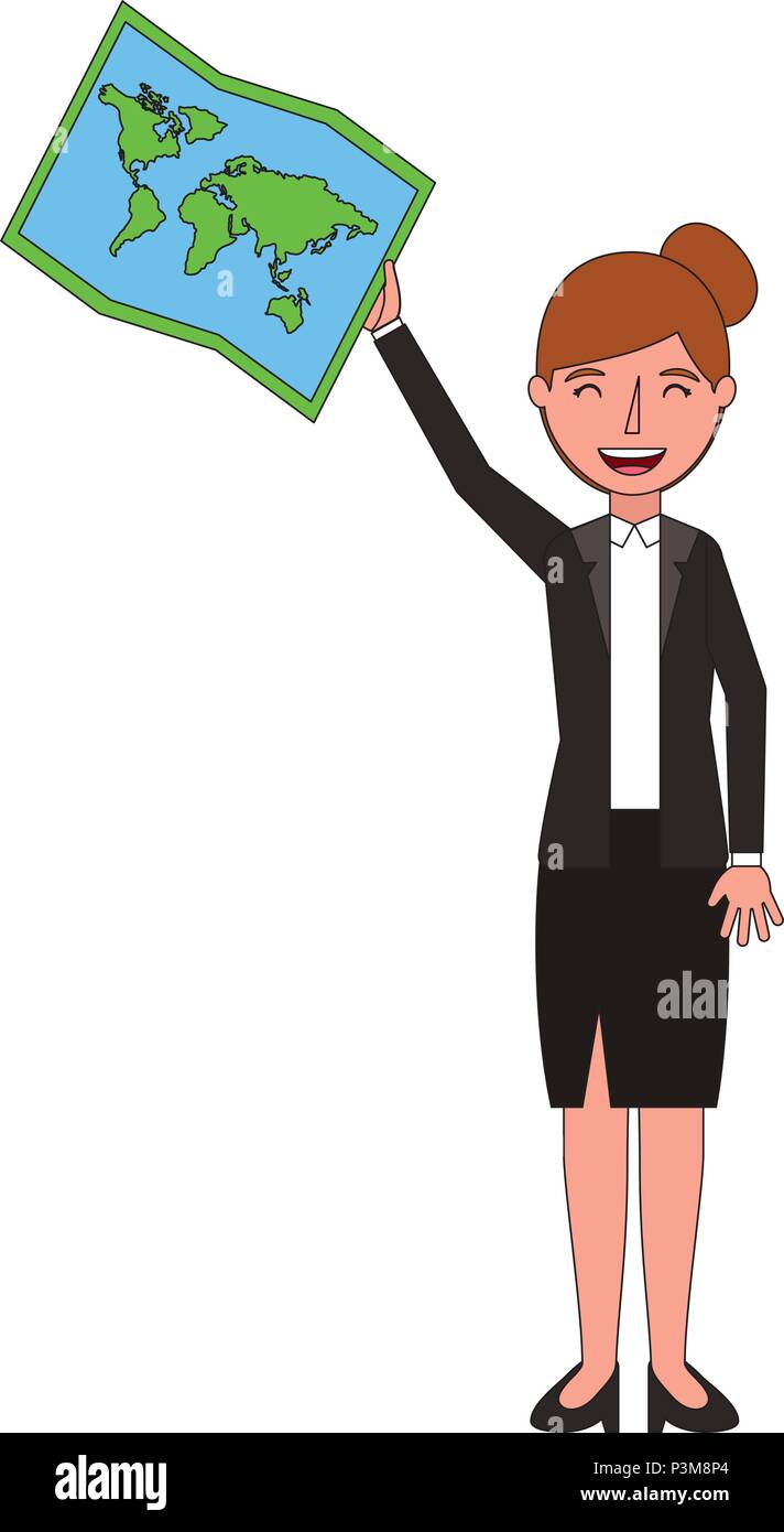 Woman reading map planning trip Stock Vector Images - Alamy