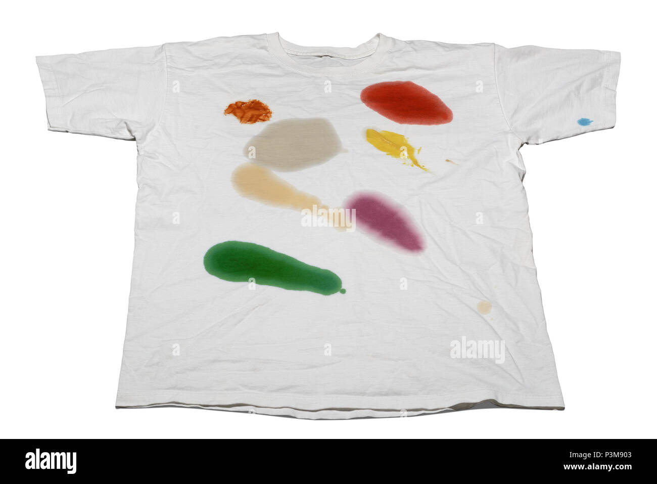 White shirt with blots stains spots blotch laundry washing cleaning ...