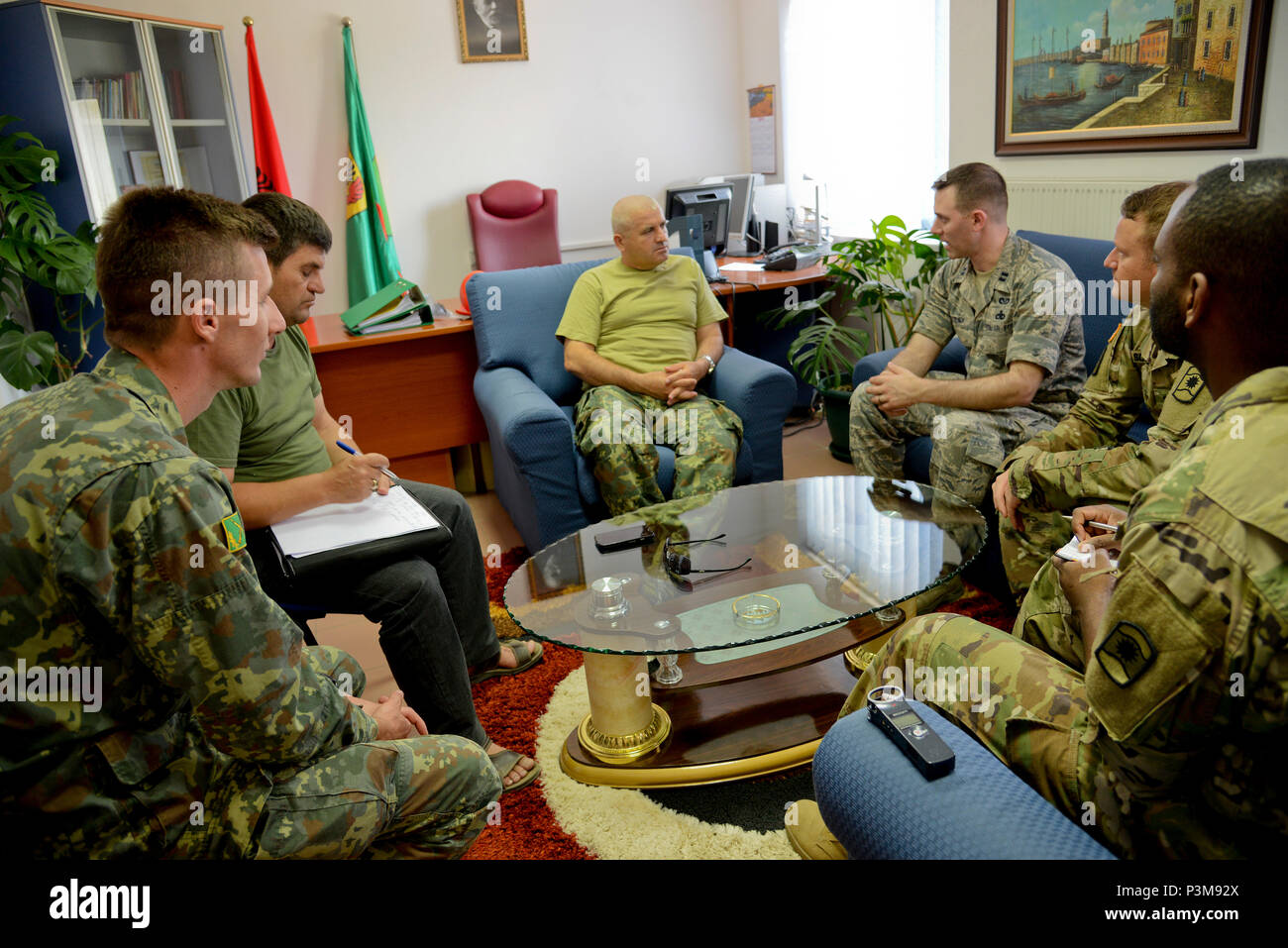 From left, Albanian Army 2nd Lt. Arsen Shehi, Maj. Arben Mollaj (Ret ...