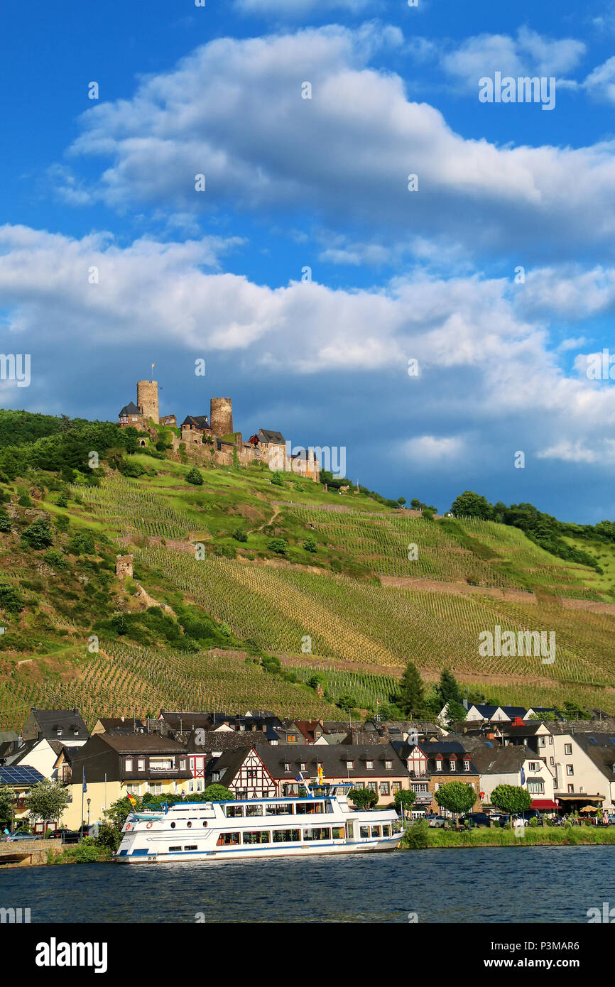 Alken town on Moselle River in Rhineland-Palatinate, Germany. Alken is ...