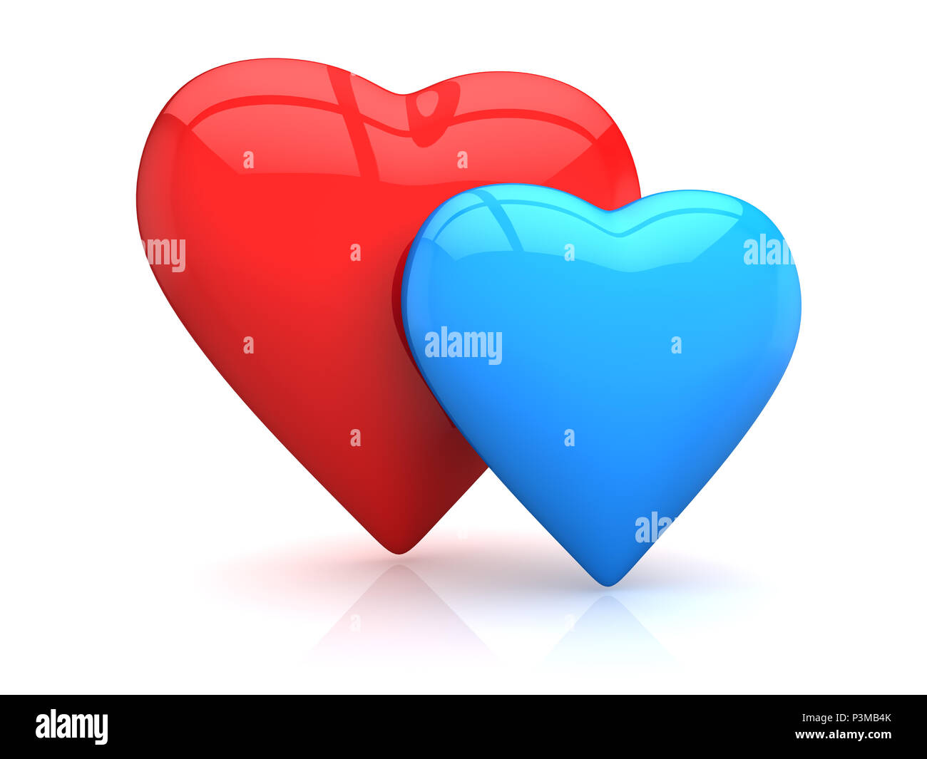 Red and Blue Heart , This is a 3d rendered computer generated image ...