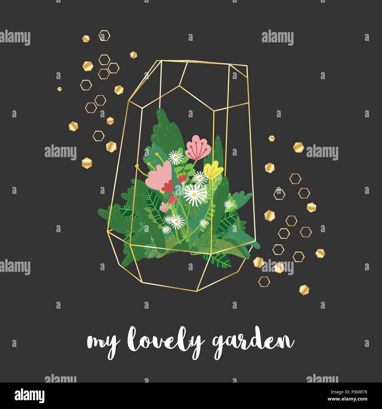 Vector golden florarium Stock Vector Image & Art - Alamy