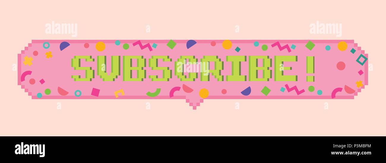 Vector pixel art 8bit subscribe sticker Stock Vector Image & Art - Alamy