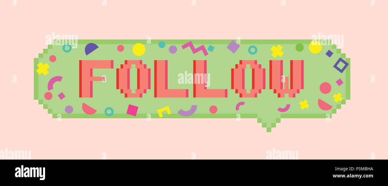 Vector pixel art 8bit follow sticker Stock Vector Image & Art - Alamy