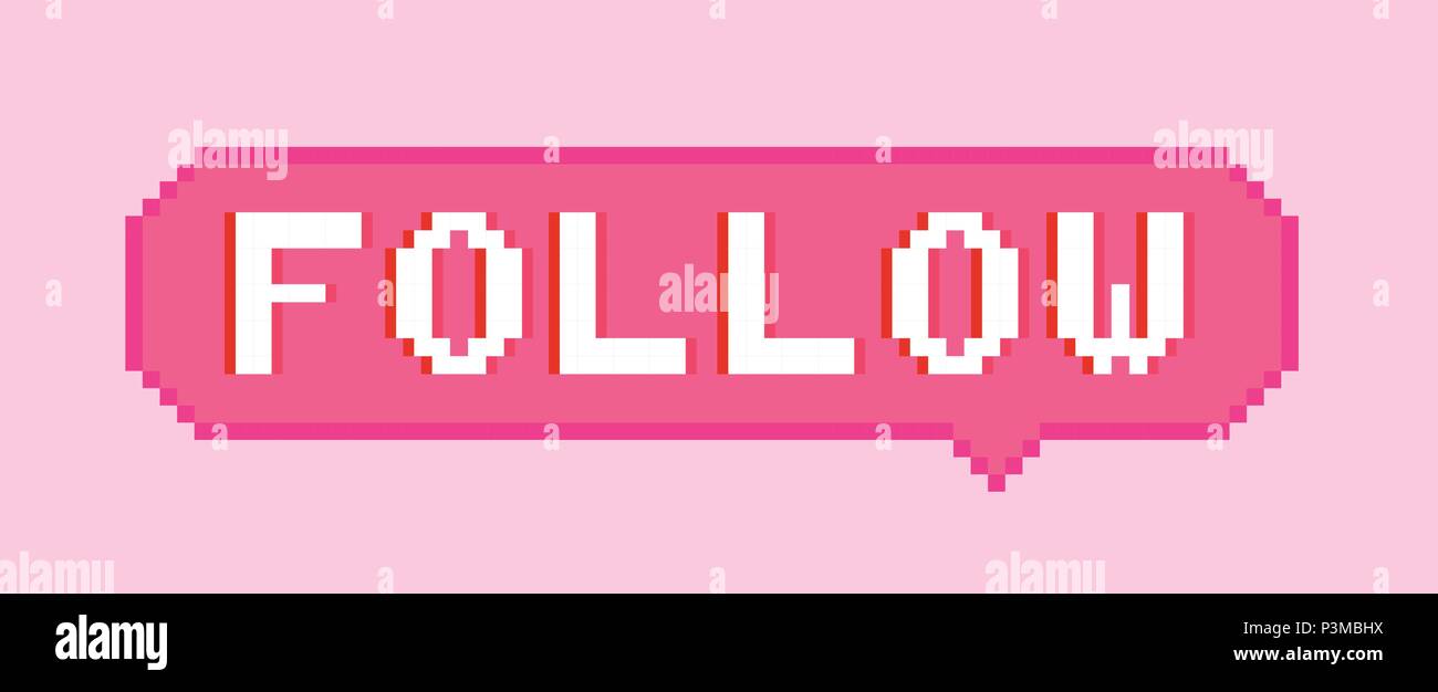 Vector pixel art 8bit follow sticker Stock Vector Image & Art - Alamy