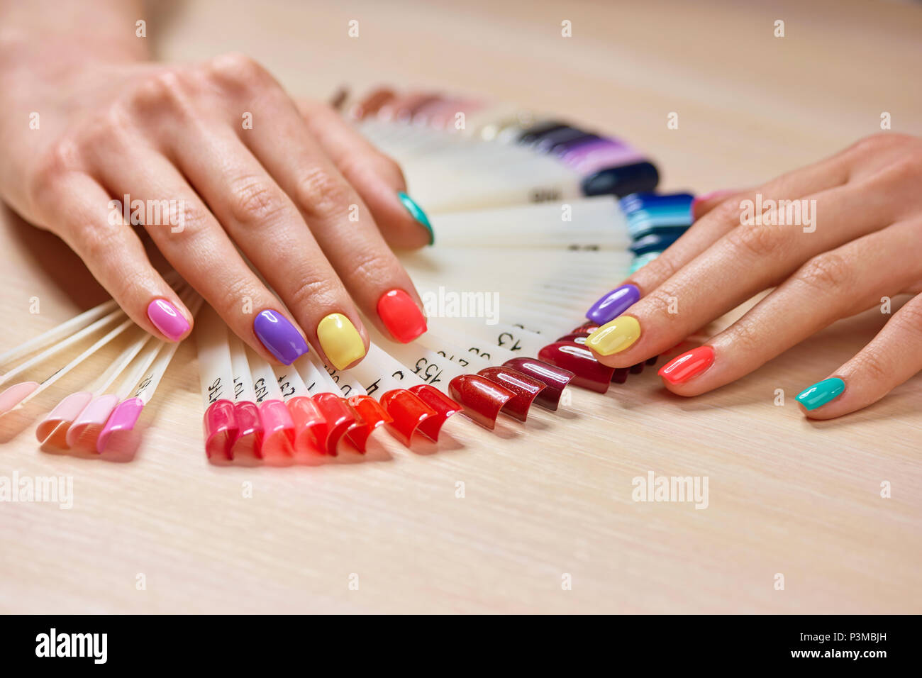 Female manicured hands, nails samples Stock Photo - Alamy