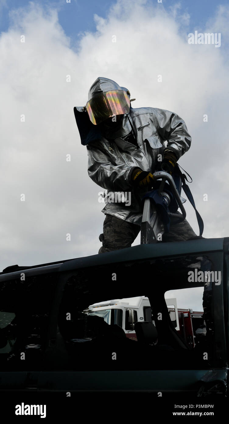 Airman 1st Class Alec Reynolds, 2nd Civil Engineer Squadron firefighter ...