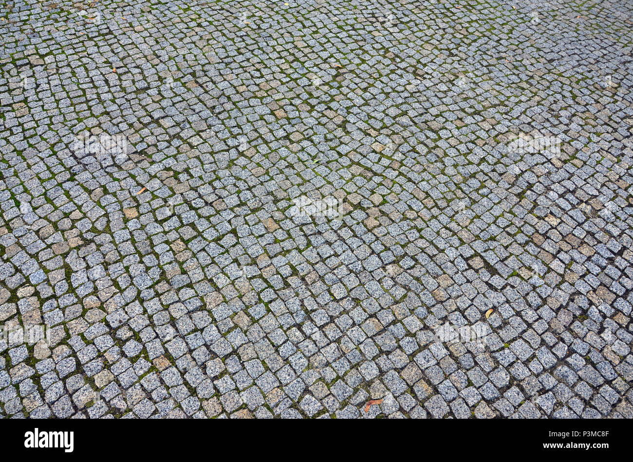 Photo of a platform made of paving stones of a square shape. Top view ...