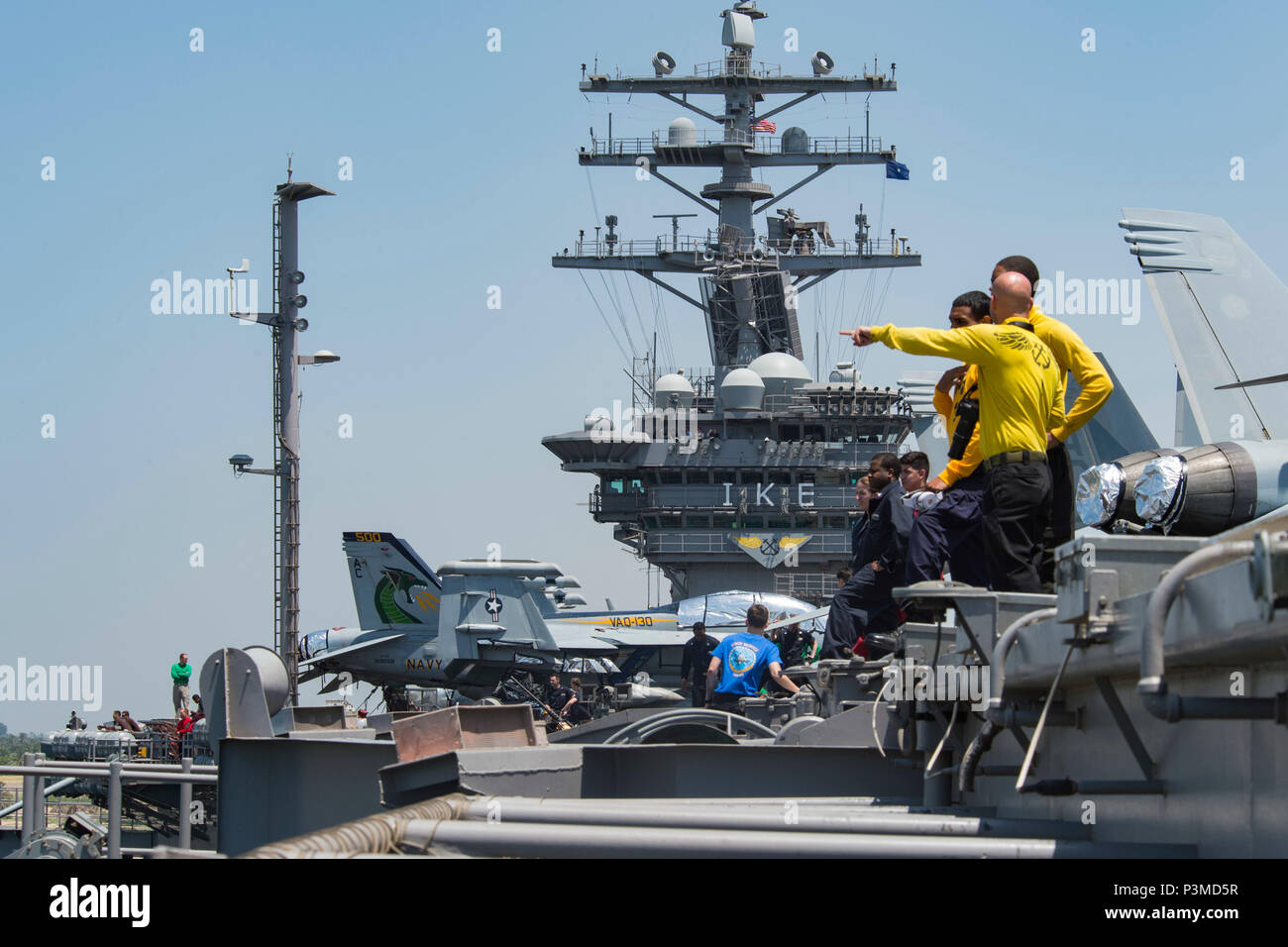 160708-N-QI061-024 SUEZ CANAL (July 8, 2016) Sailors point out ...