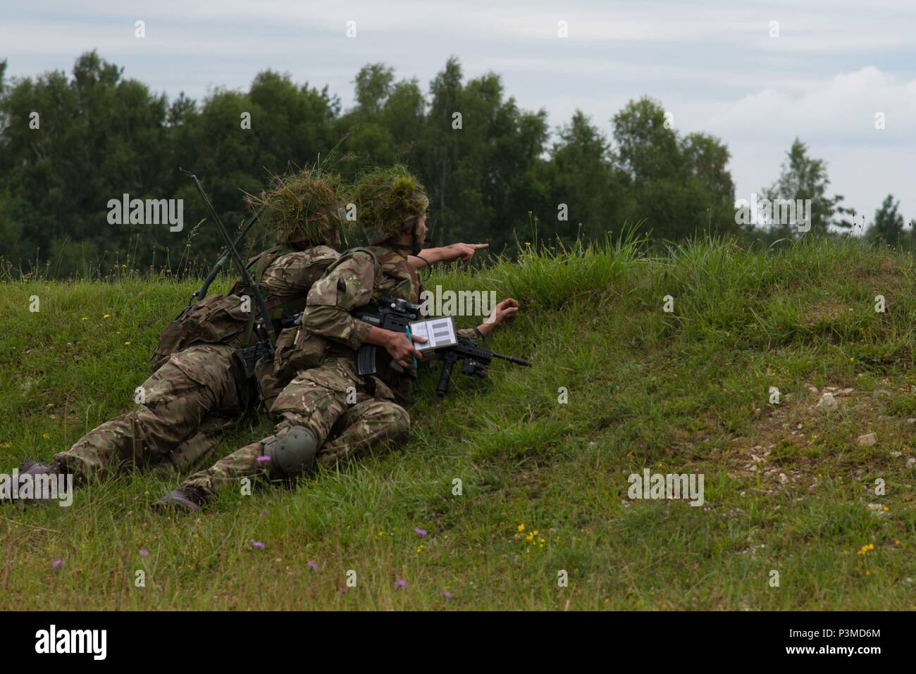 British Army Royal Military Academy Sandhurst cadets conduct a squad ...