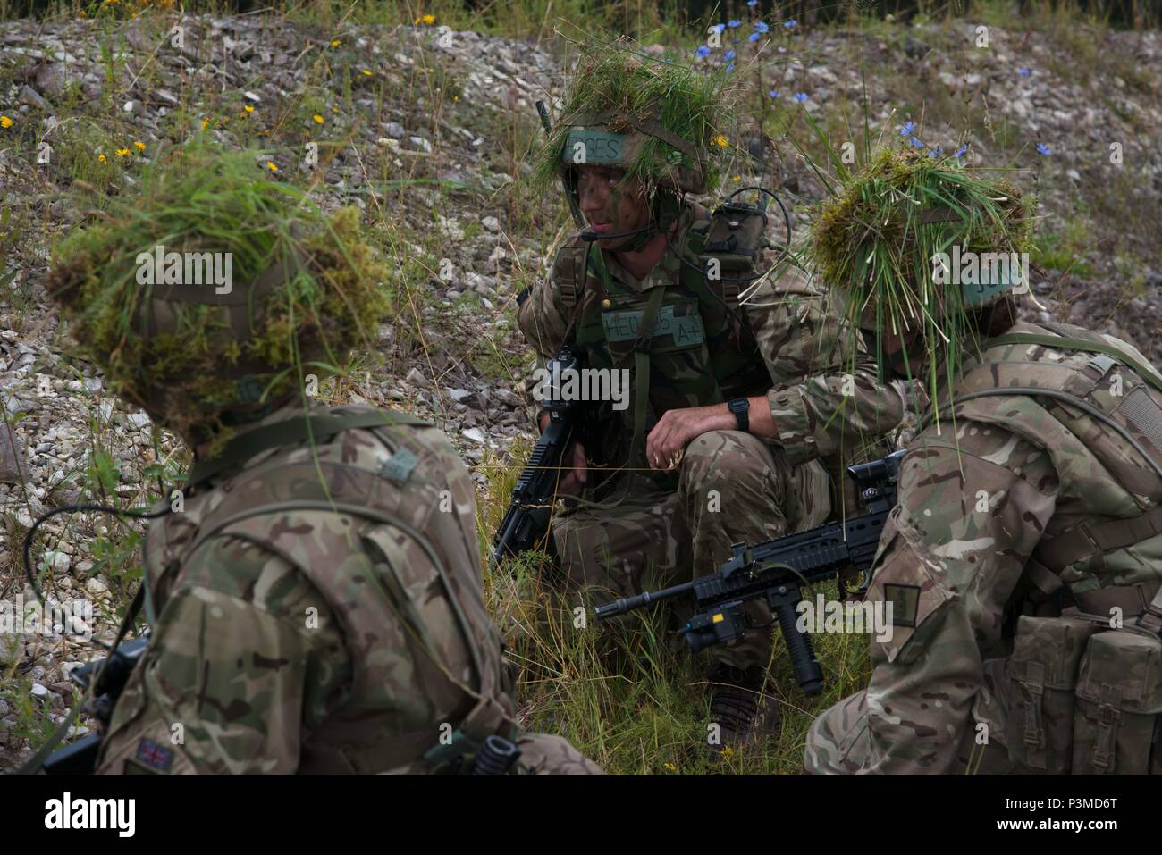 British Army Royal Military Academy Sandhurst cadets conduct a squad ...
