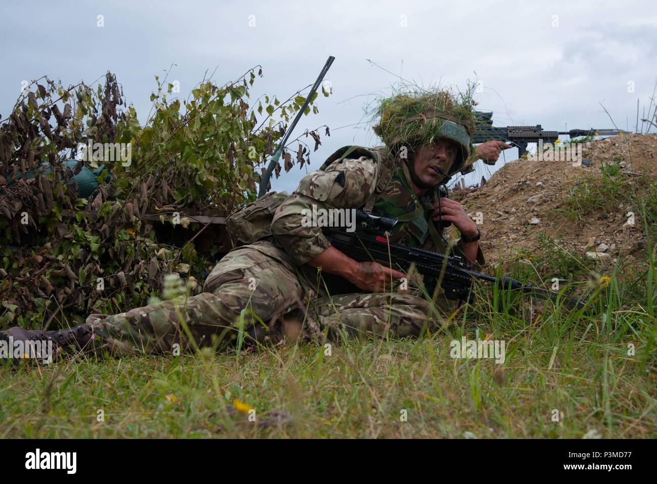 A British Army Royal Military Academy Sandhurst cadet conducts a squad ...