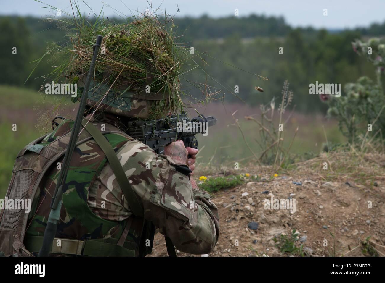 A British Army Royal Military Academy Sandhurst cadet conducts a squad ...