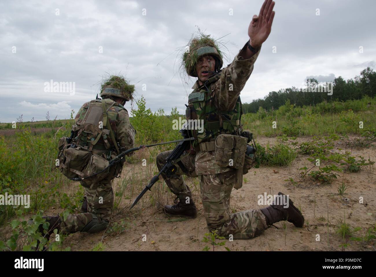 British Army Royal Military Academy Sandhurst cadets conduct a squad ...