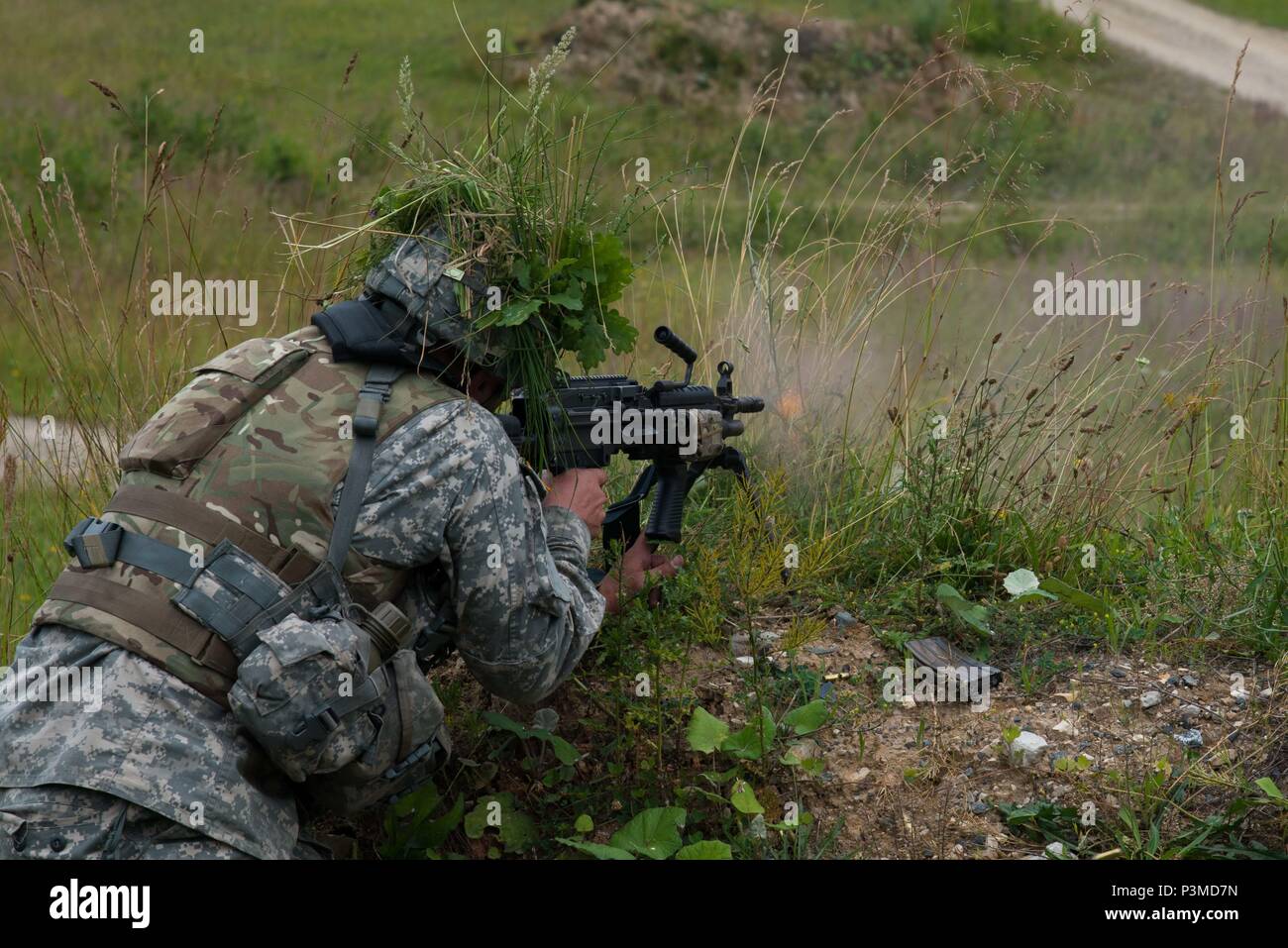 A U.S. Army West Point cadet conducts a squad level move to contact ...