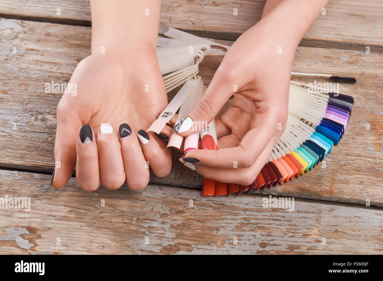 Matte manicure and nail colors samples Stock Photo - Alamy