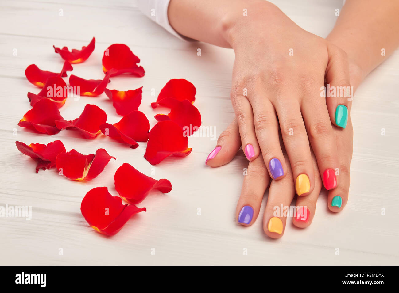 Woman manicured hands in spa salon Stock Photo - Alamy