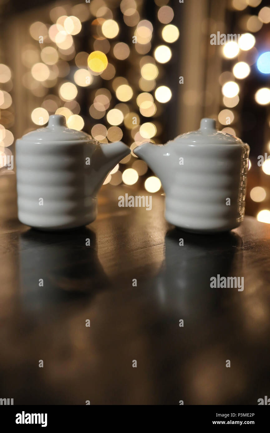 Food in the cafe on the table Japanese sushi and tea Stock Photo - Alamy