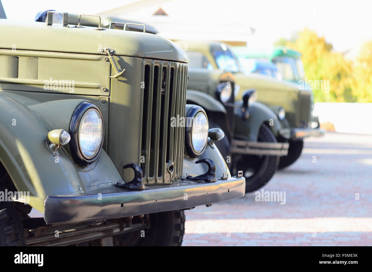 Photo of the cabins of three military off-road vehicles from the times ...