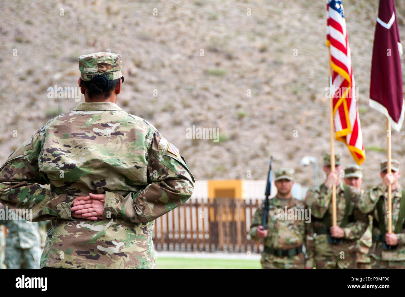 Lt. Col. Stacey Freeman, outgoing commander, Troop Command, stands in ...