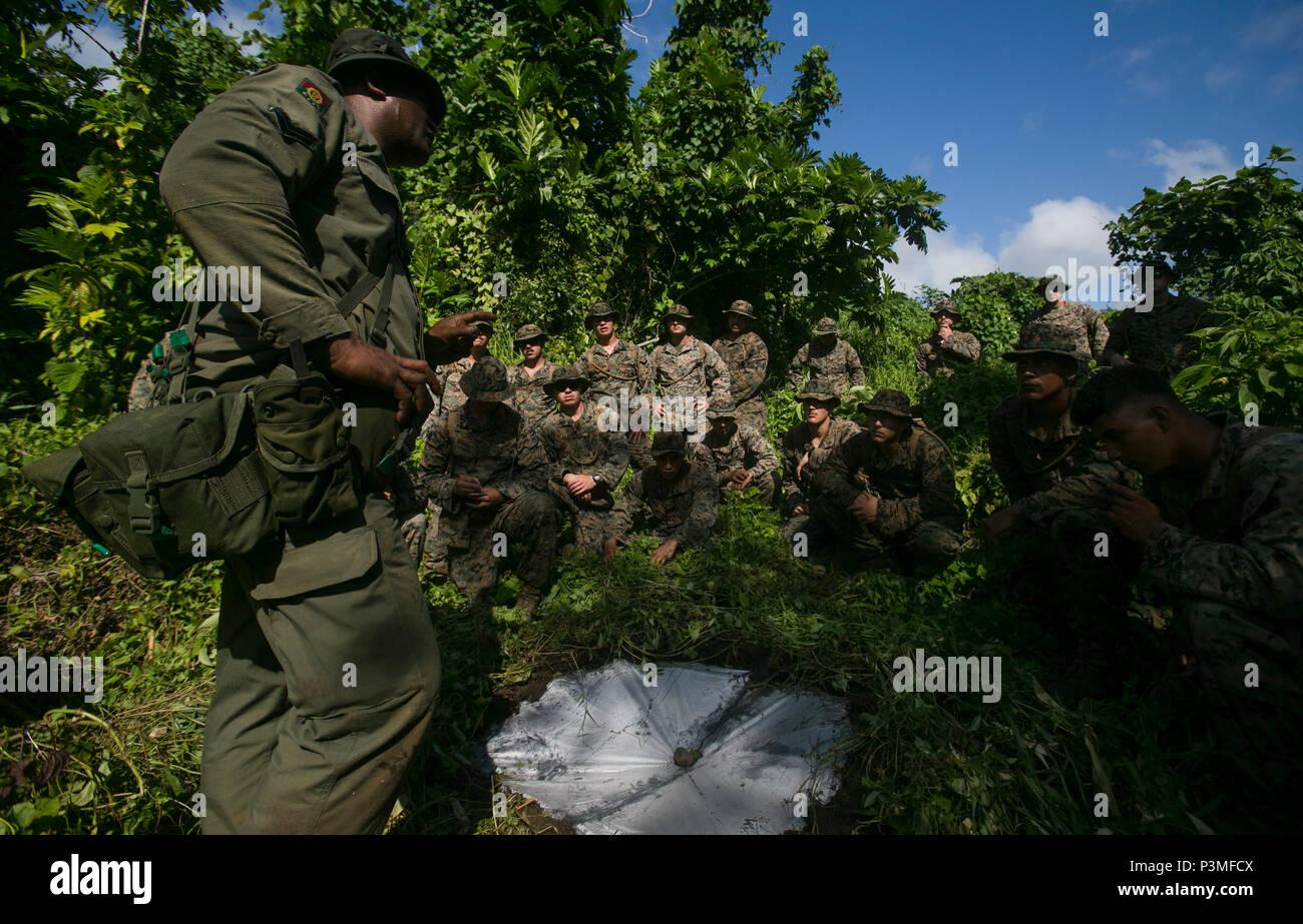 Fijian Soldiers and U.S. Marines conduct jungle survival training, July ...