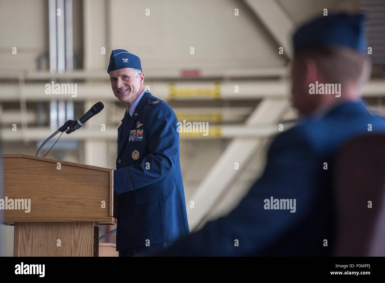 Col. Steven deMilliano gives a speech during a change-of-command ...